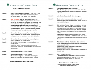 Local Rules, Policies, and Scorecard – Manchester Country Club